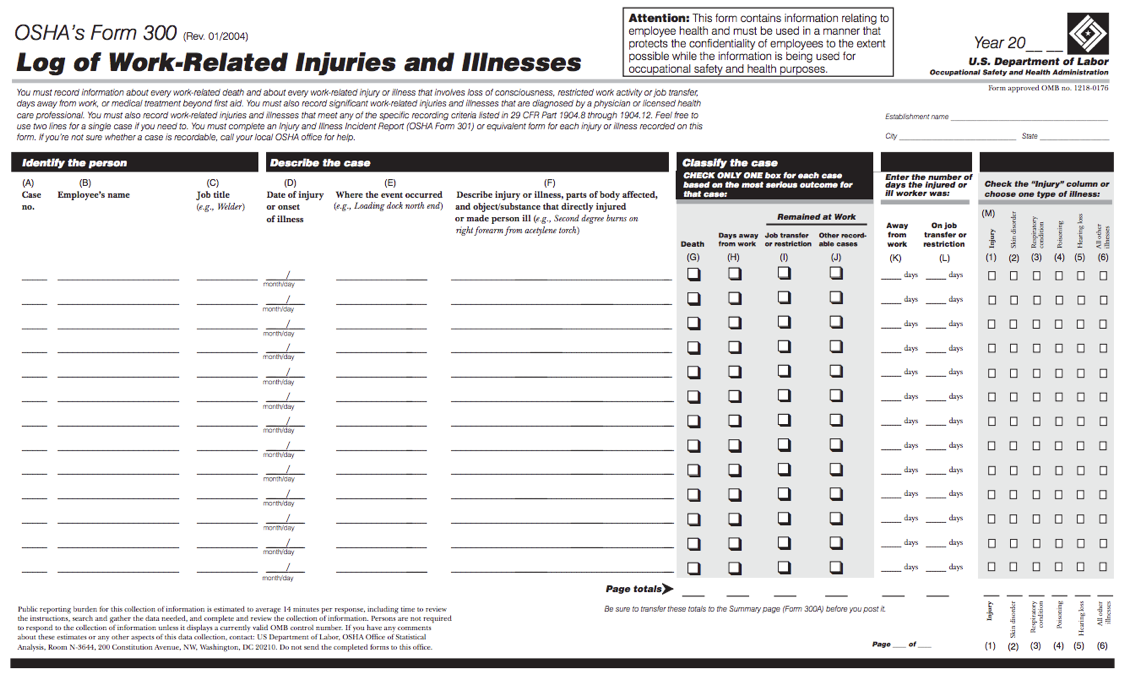 U S Compliance Reminder Post OSHA 300A Form